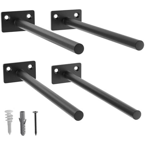 Black 4-Pack 8 inch Floating Shelf Brackets, Hidden Shelf Bracket for ...