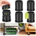 Black 4 Pack Furniture Risers 4 Inch Heavy Duty Round Leg Lifts For ...
