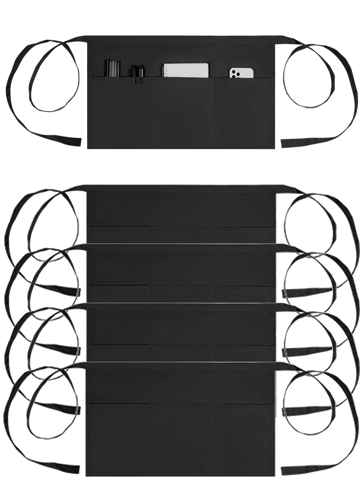 Black 4 Pack Server Aprons Heavy Duty Kitchen Cooking Use - Walmart.com
