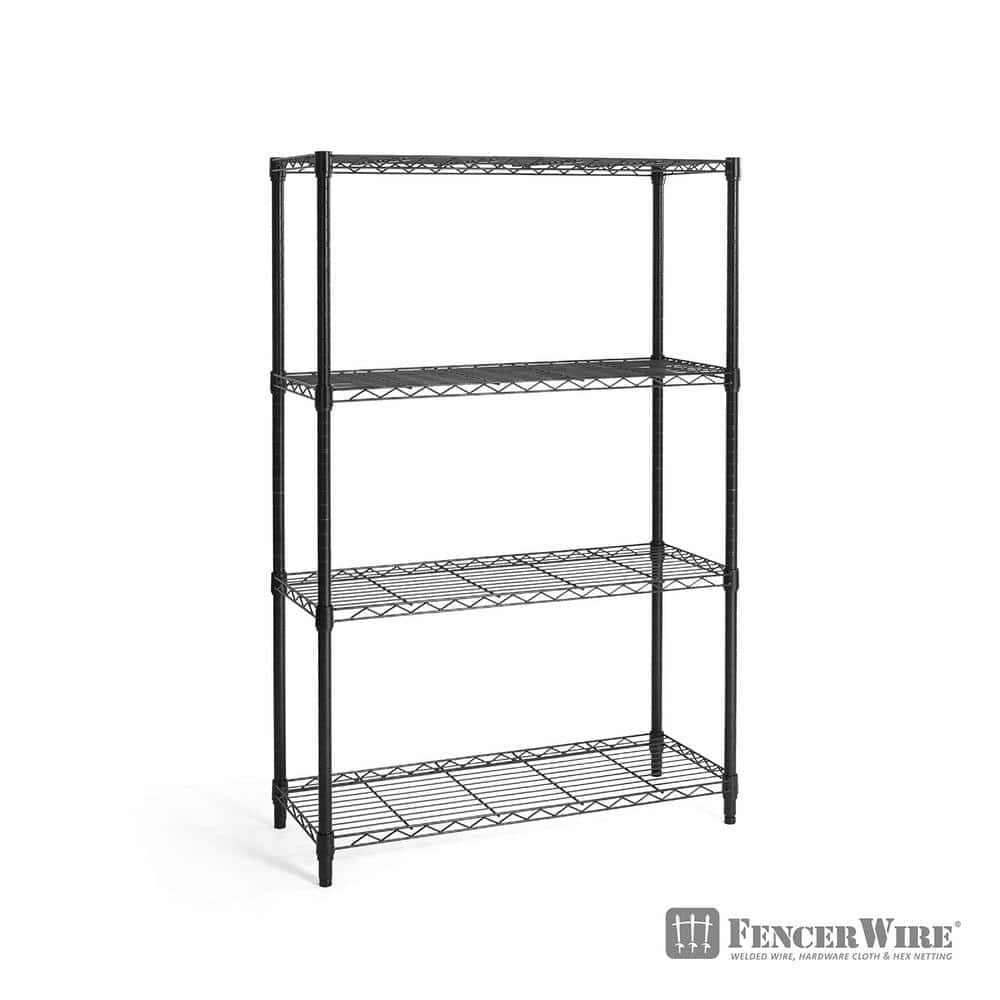 Black 4-Tier Adjustable Height Wire Shelving Unit, Garage Shelving ...