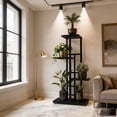 Black 4-Tier Metal Plant Stand, Space-Saving Vertical Shelf for Indoor ...