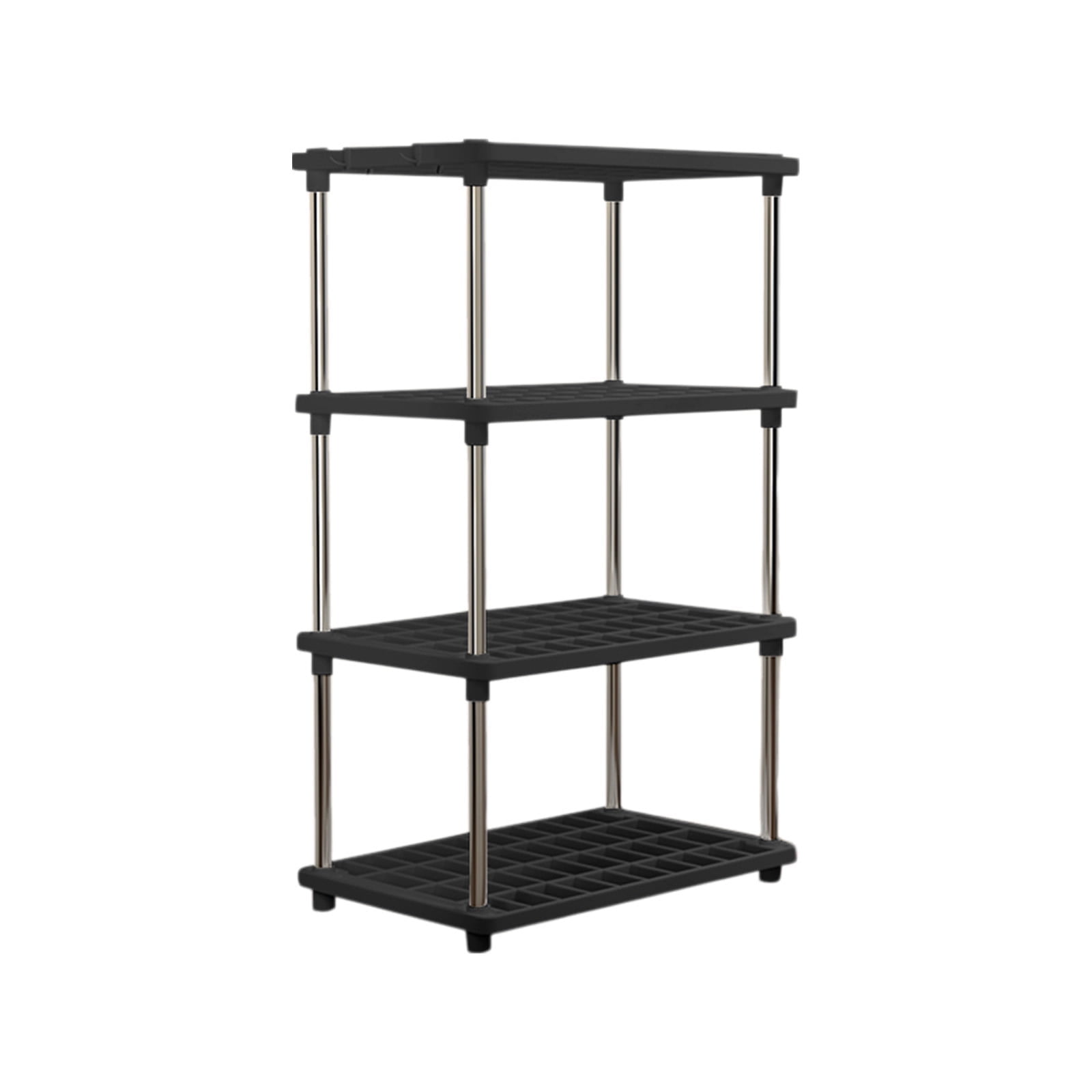 Black 4 Tier Storage Shelves 31.4X16.5X8.6In Plastic Shelving Unit For ...