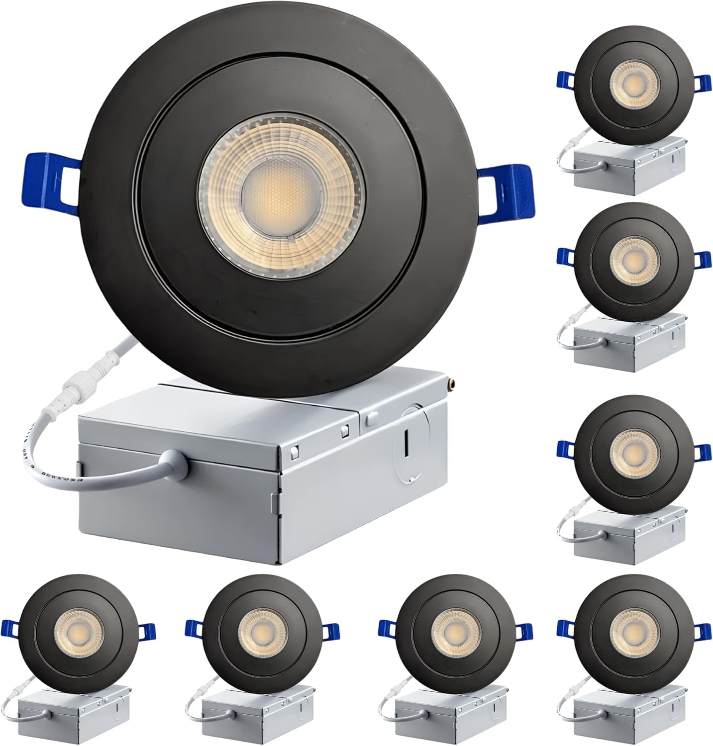 Black 4-inch Integrated Slim Panel Downlight Recessed Lighting with ...