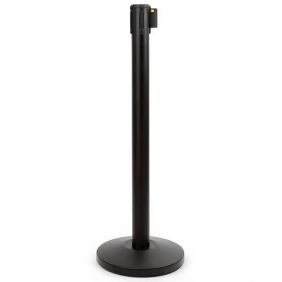 Black 40" Crowd Control Stanchion with 10' Retractable Belt – Heavy ...