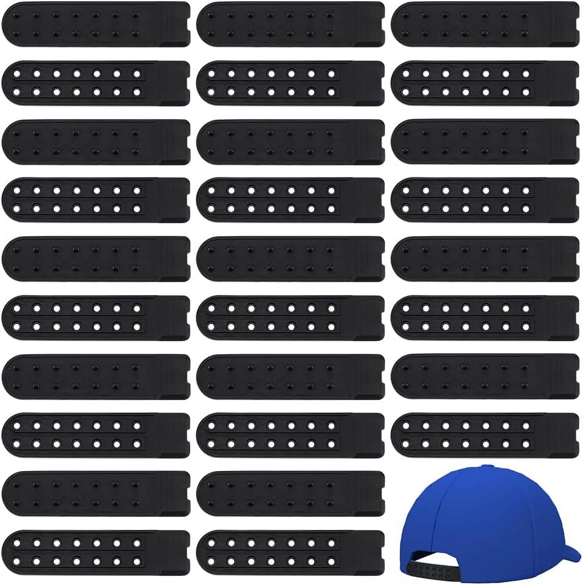 Black 40 Pairs Snapback Straps with Double 7 Holes Black Plastic Hats ...
