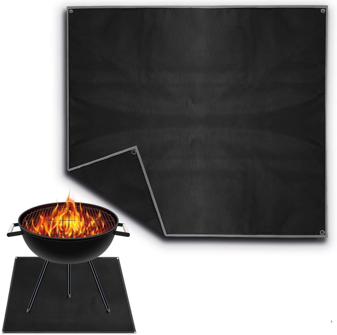 Black 40X40 Inch Fire Proof Mat for Under Fire Pit. 3 Layers Double ...