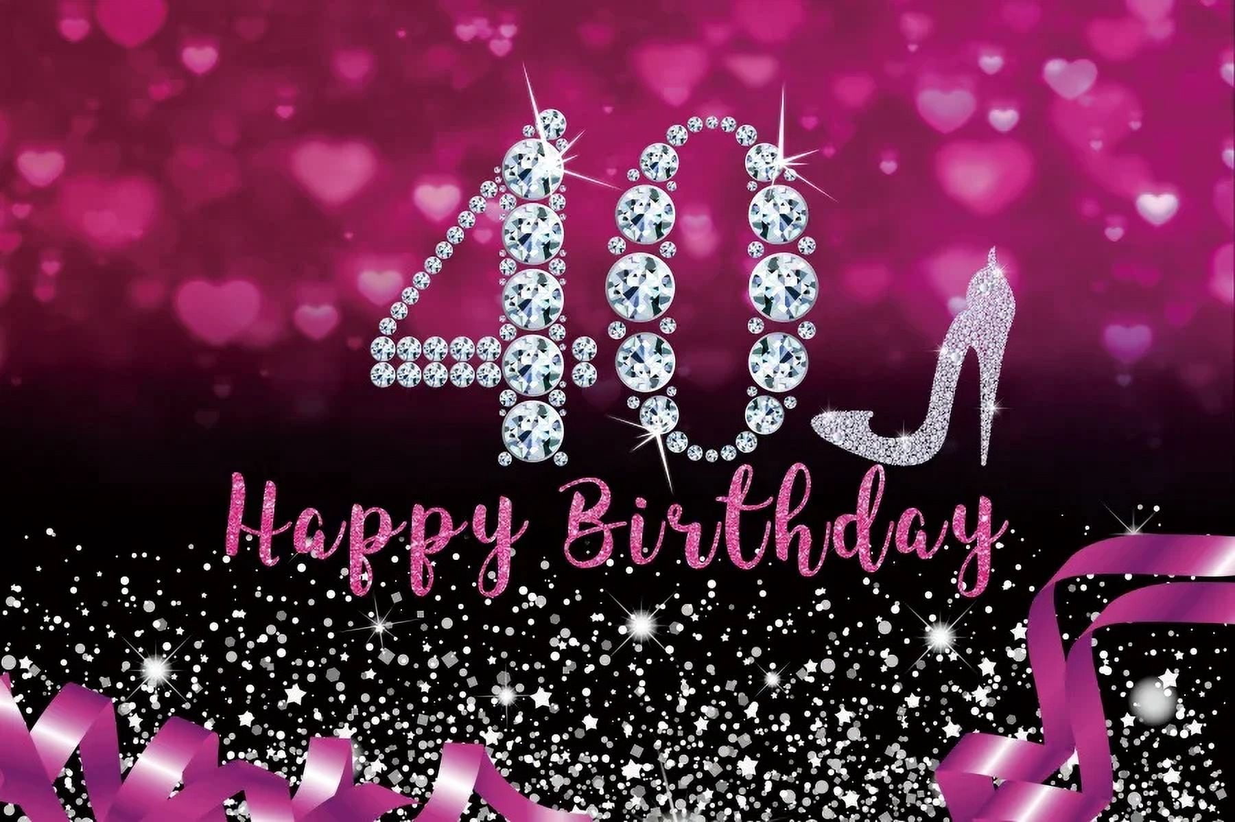 Gold 40th Backdrop For Woman Man Happy Birthday Party 40 Years Old ...