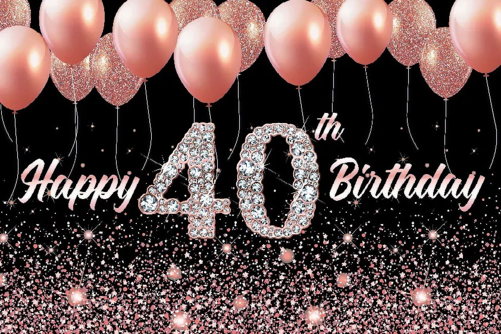 Black 40th Backdrop Gold Balloon Men Women 40 Years Old Birthday Party ...