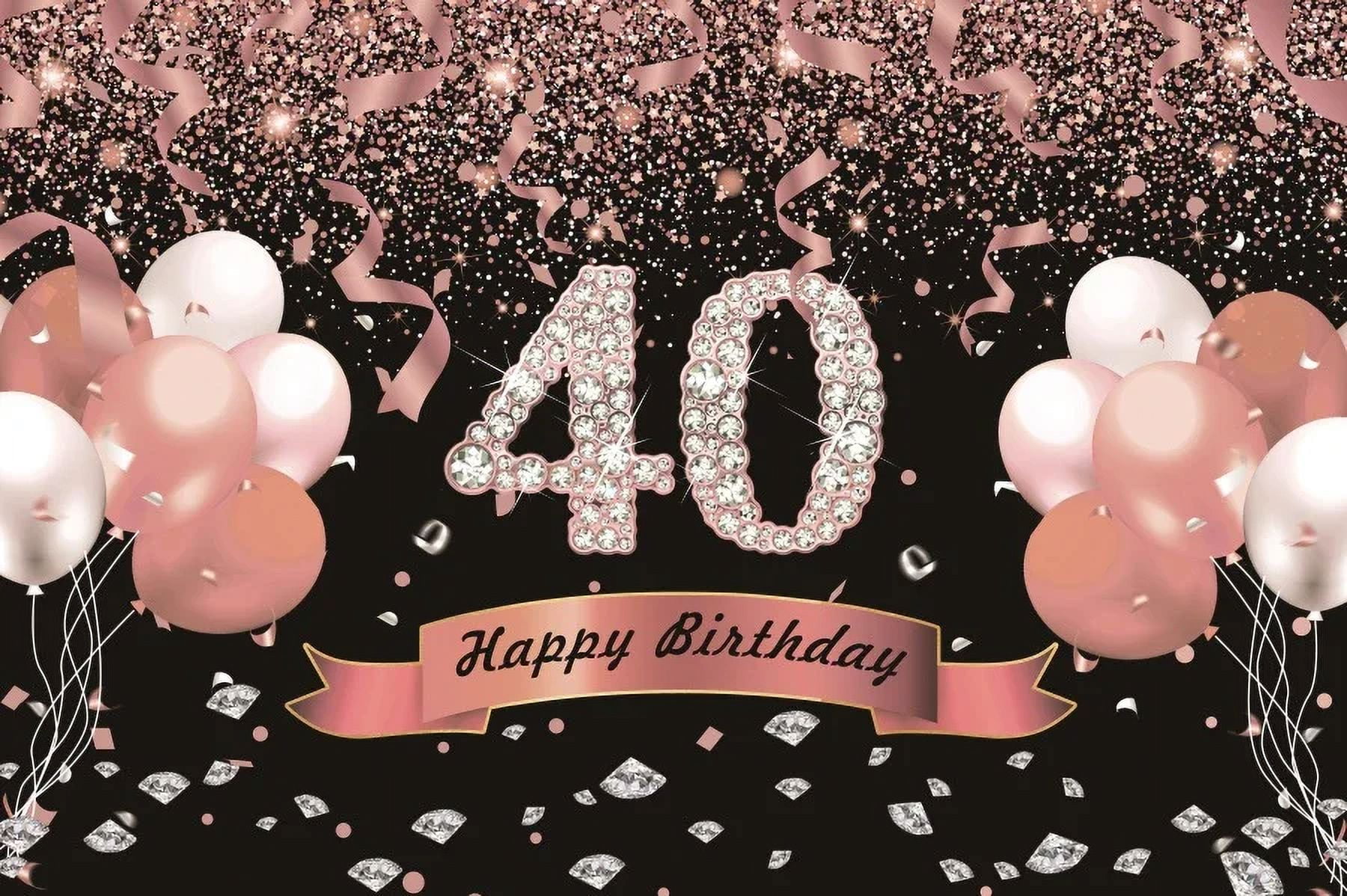 Black 40th Backdrop Gold Balloon Men Women 40 Years Old Birthday Party ...