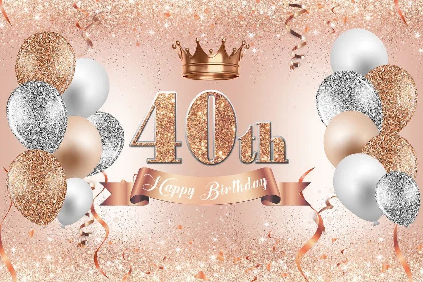 Black 40th Backdrop Gold Balloon Men Women 40 Years Old Birthday Party ...