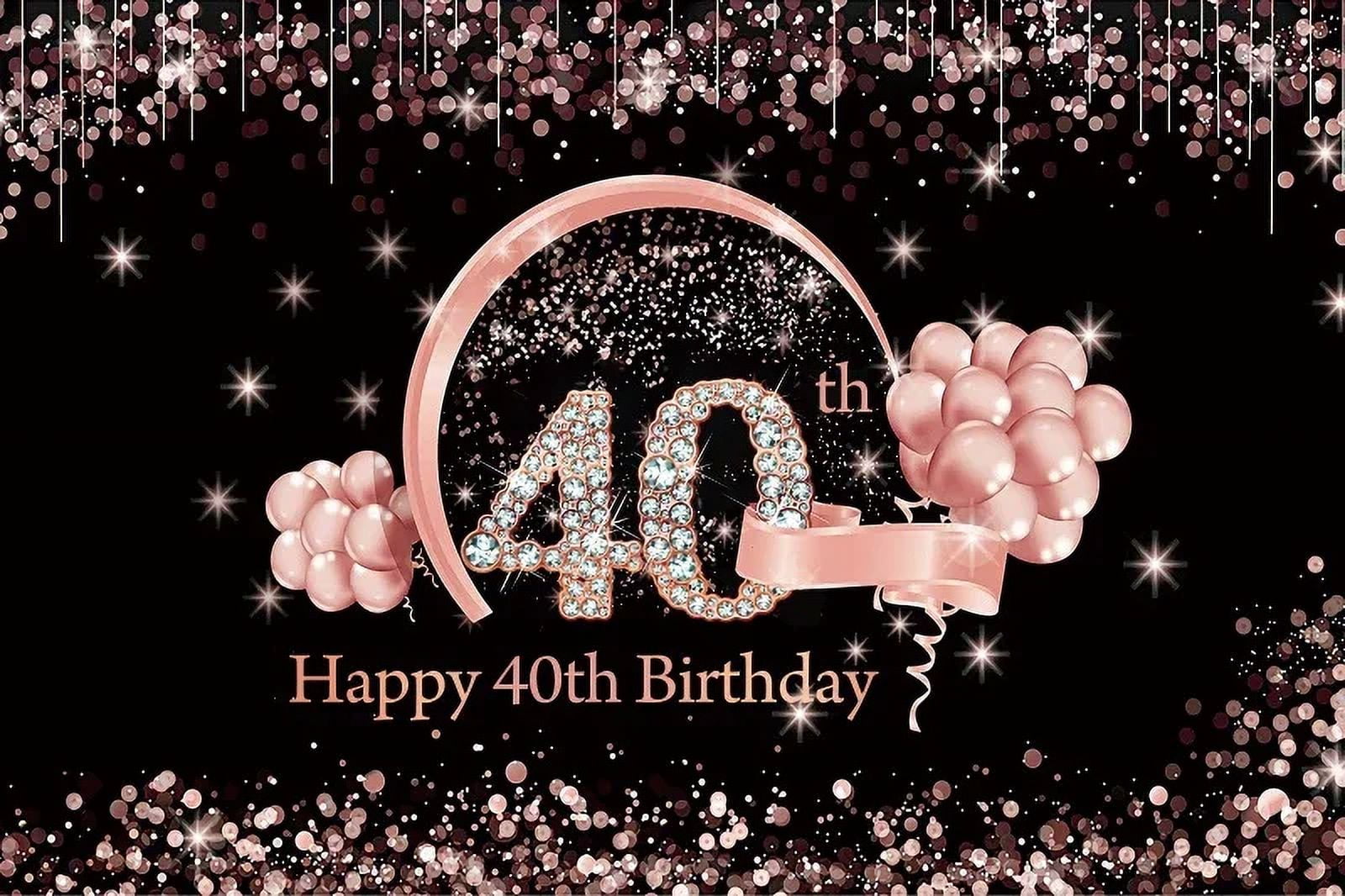 Black 40th Backdrop Gold Balloon Men Women 40 Years Old Birthday Party ...