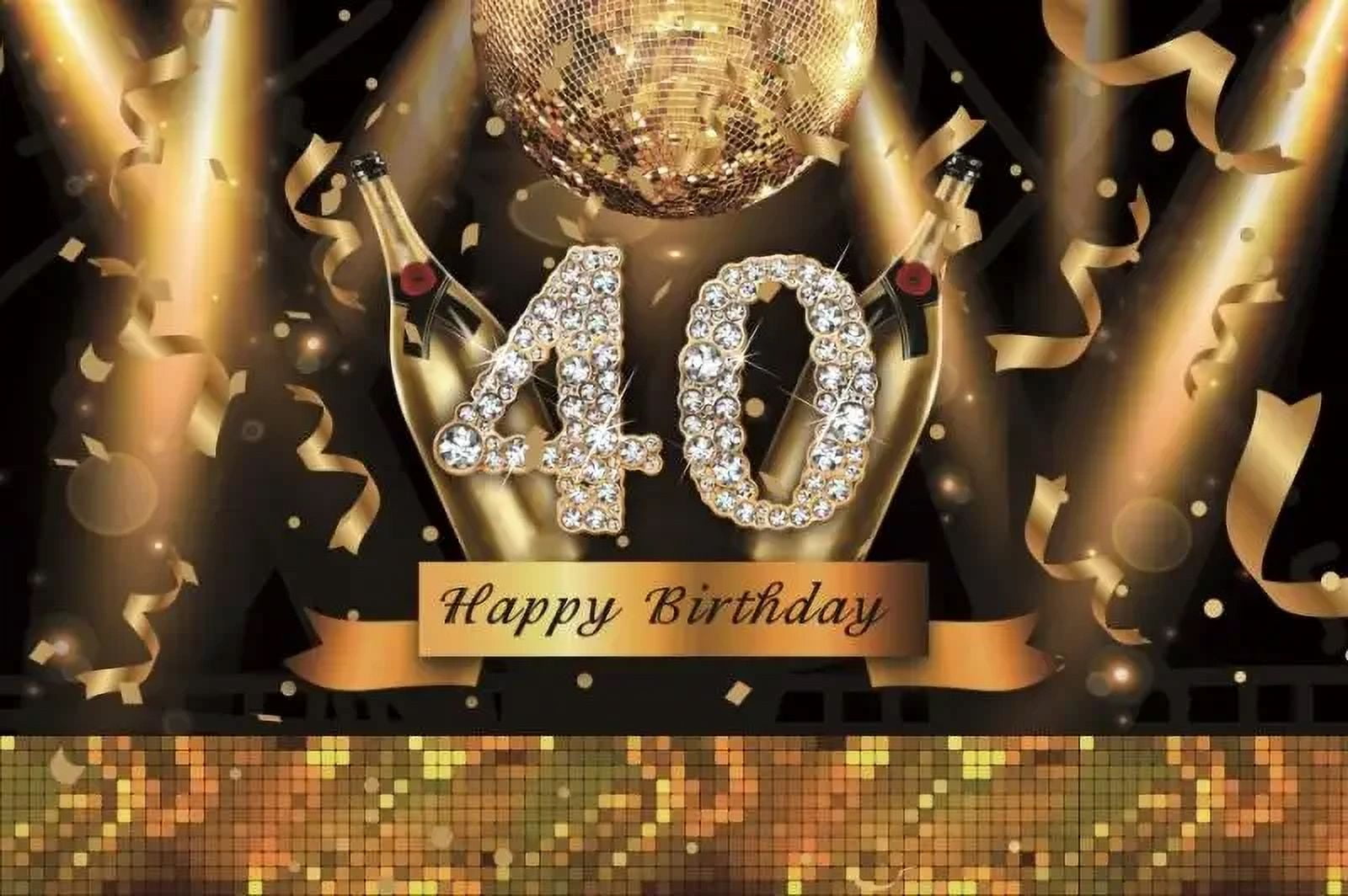 Black 40th Backdrop Gold Balloon Men Women 40 Years Old Birthday Party ...