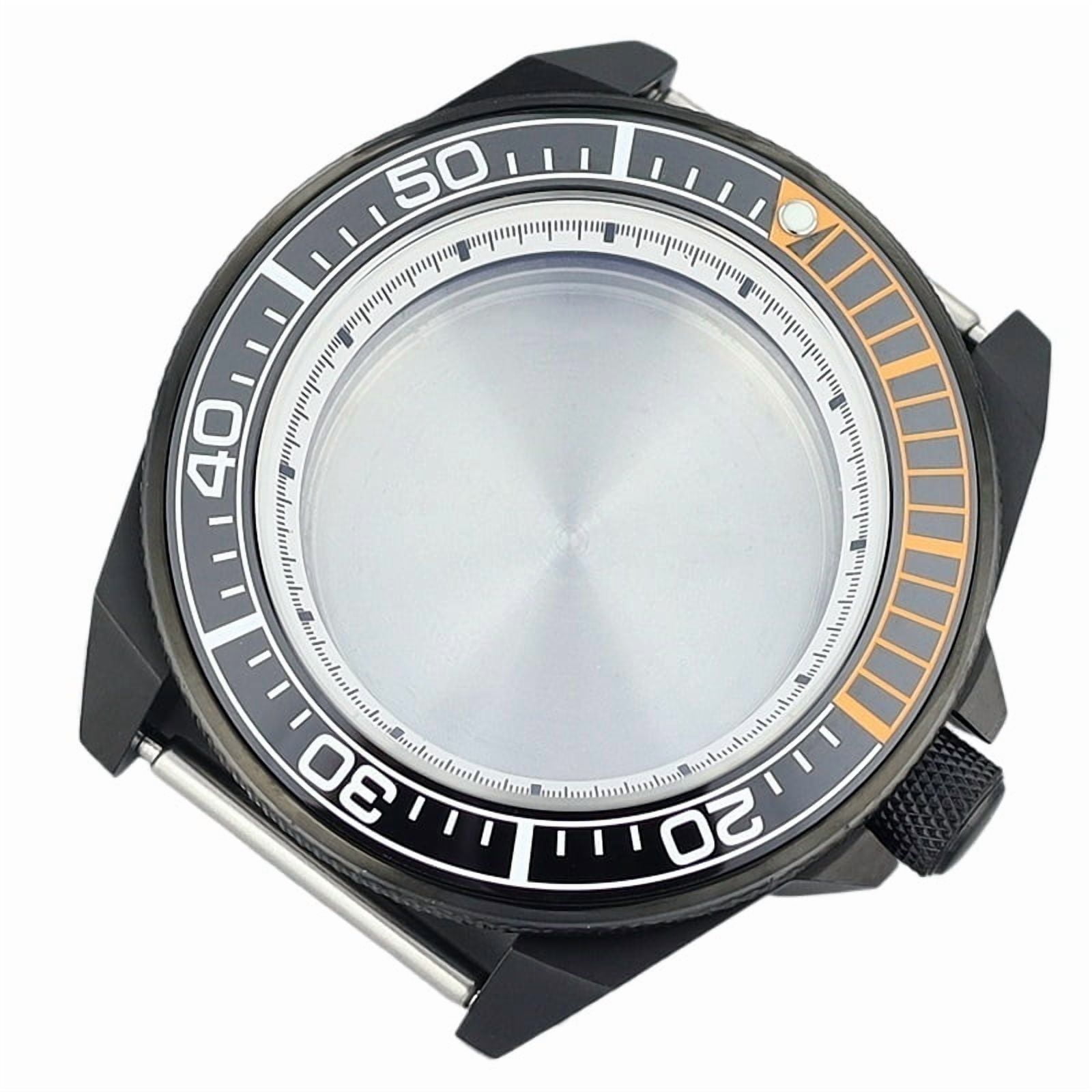 Black 43.8mm Watch Cases Modified Samurai Ceramic Bezel Screw-in Crown ...