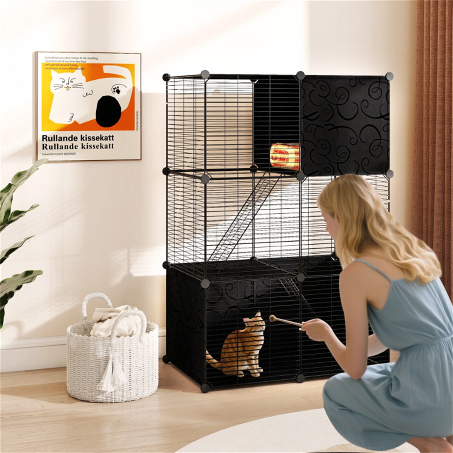 Black 44Inch Multi Level Cat Tree Indoor Sisal Scratching Posts Condo ...
