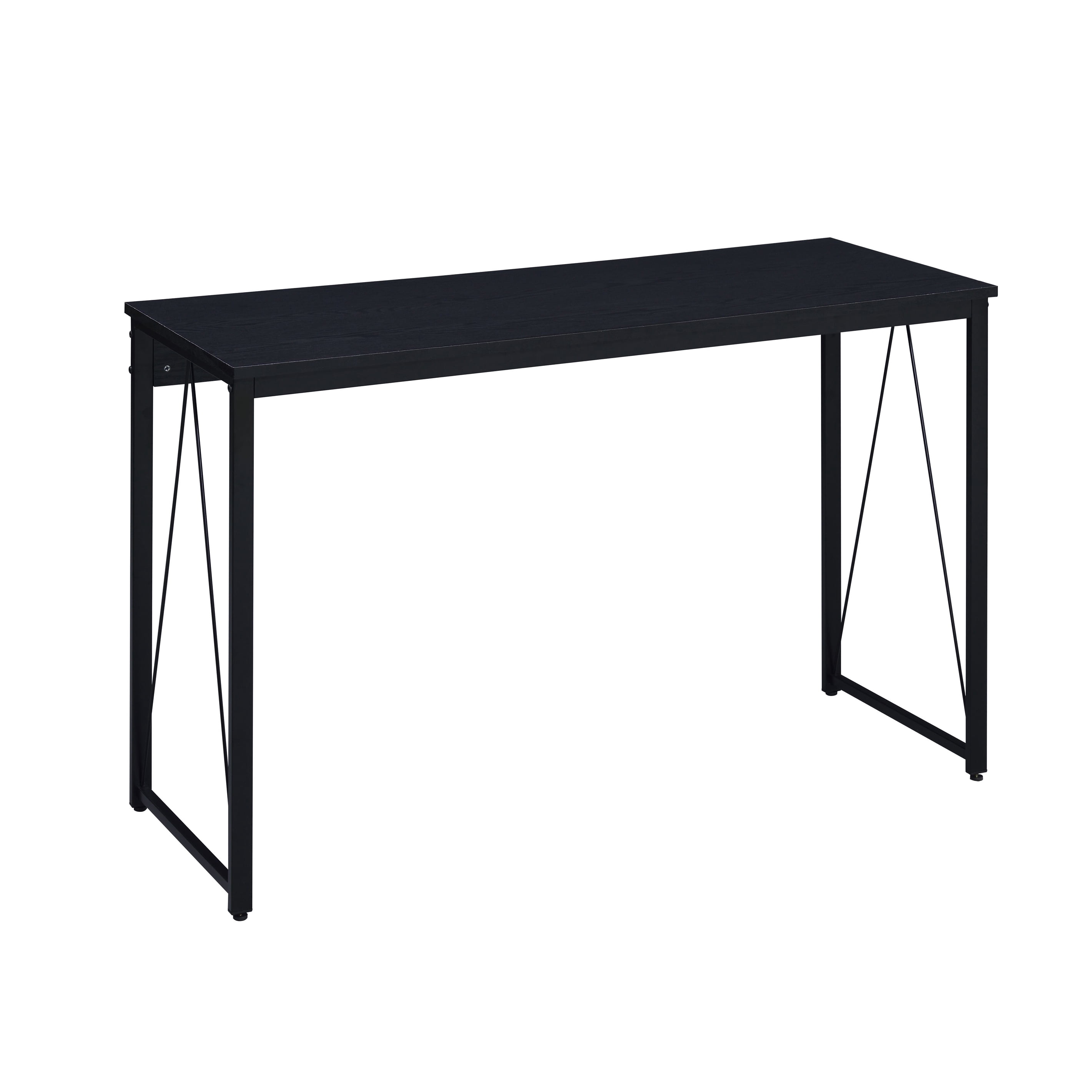 Black 47.5" Writing Desk with Metal Sled Base,Black Wood+Metal ...