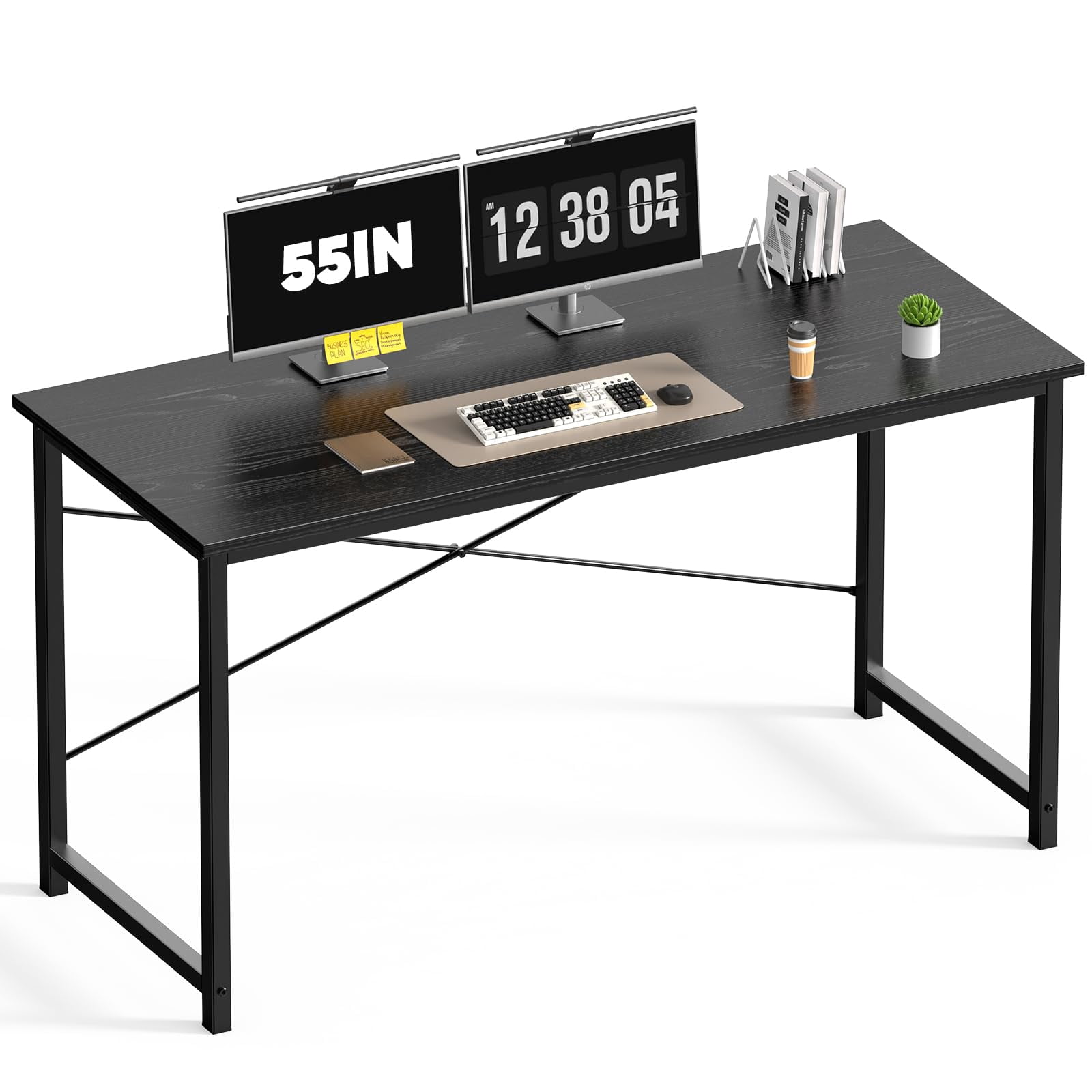 Black 47 Inch Computer Desk For Home Office Modern Writing Study Table ...