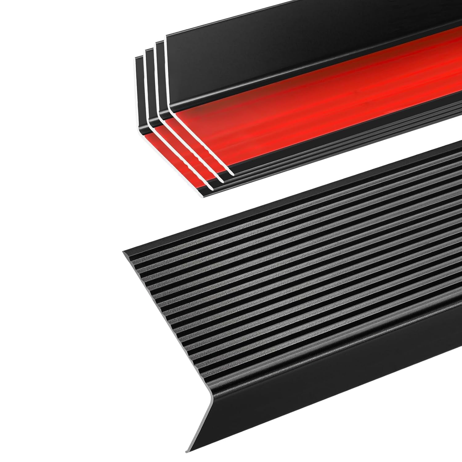 Black 48" Metal Stair Nosing, Heavy-Duty Aluminum Self-Adhesive Stair ...