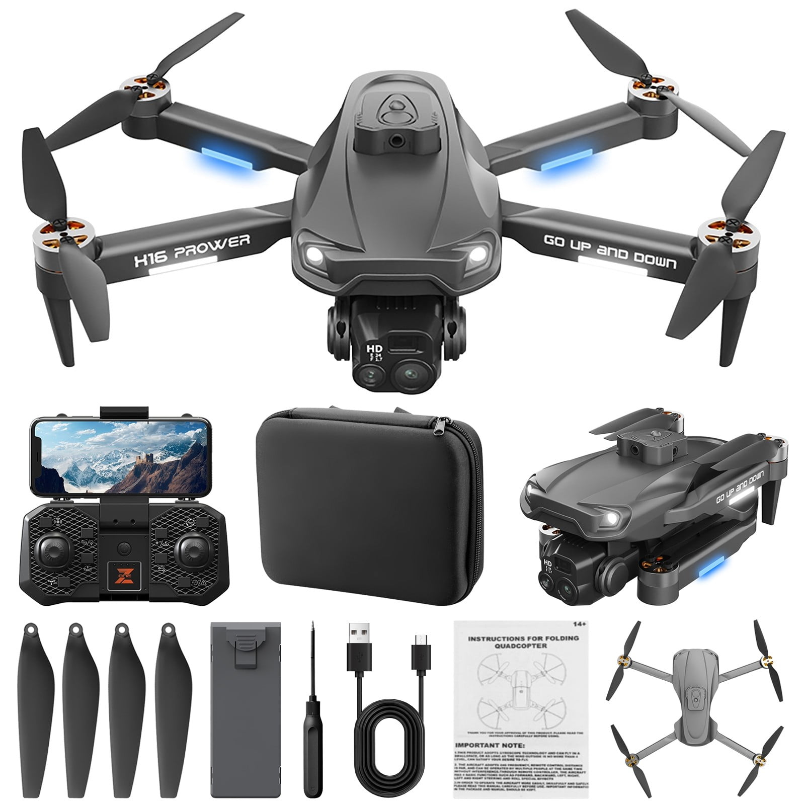 Black 4K Brushless Motor Drone With Dual Esc Camera Horizontal Vertical ...