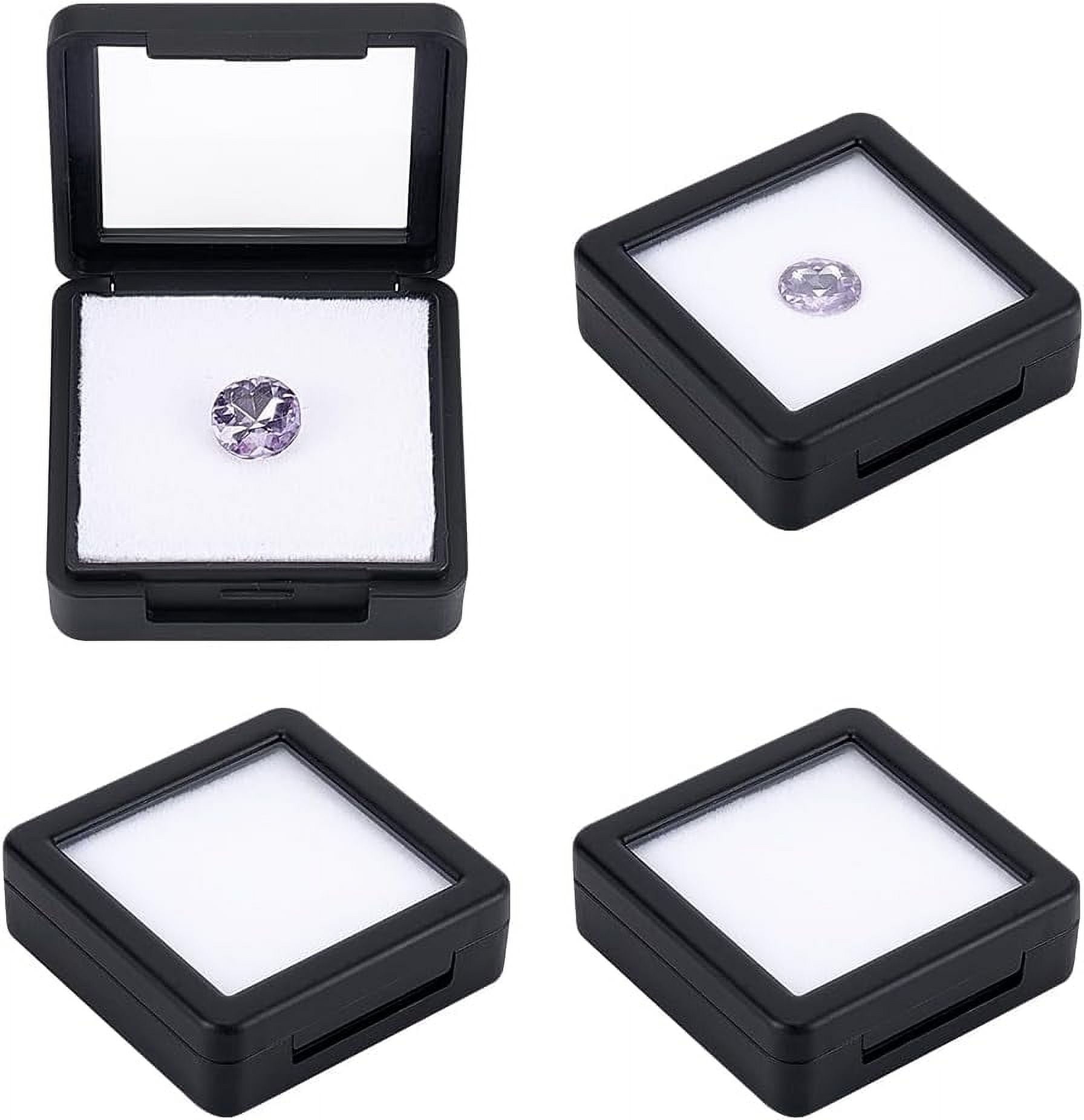 Black 4Pcs Loose Diamond Display Box 2.17x2.17x0.69 Inch Black Gemstone ...