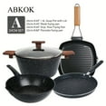 Black 4pcs Non-Stick Cookware Set - Frying Pan, Soup Pot, Wok & Pancake ...