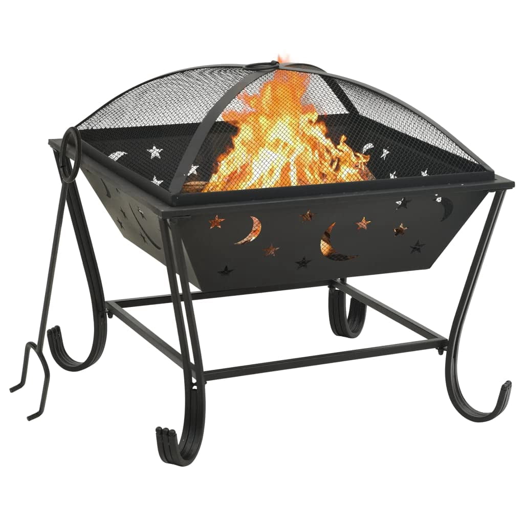 Black 5 1 24.4 Inch Portable Steel Outdoor Fire Pit with Cover ...