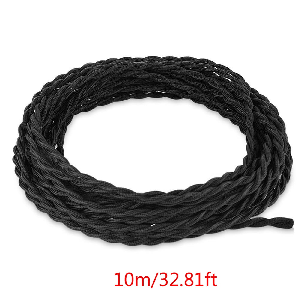 Black 5 10 Meters 2 Core Electrical Rope Wire Vintage Antique Braided ...