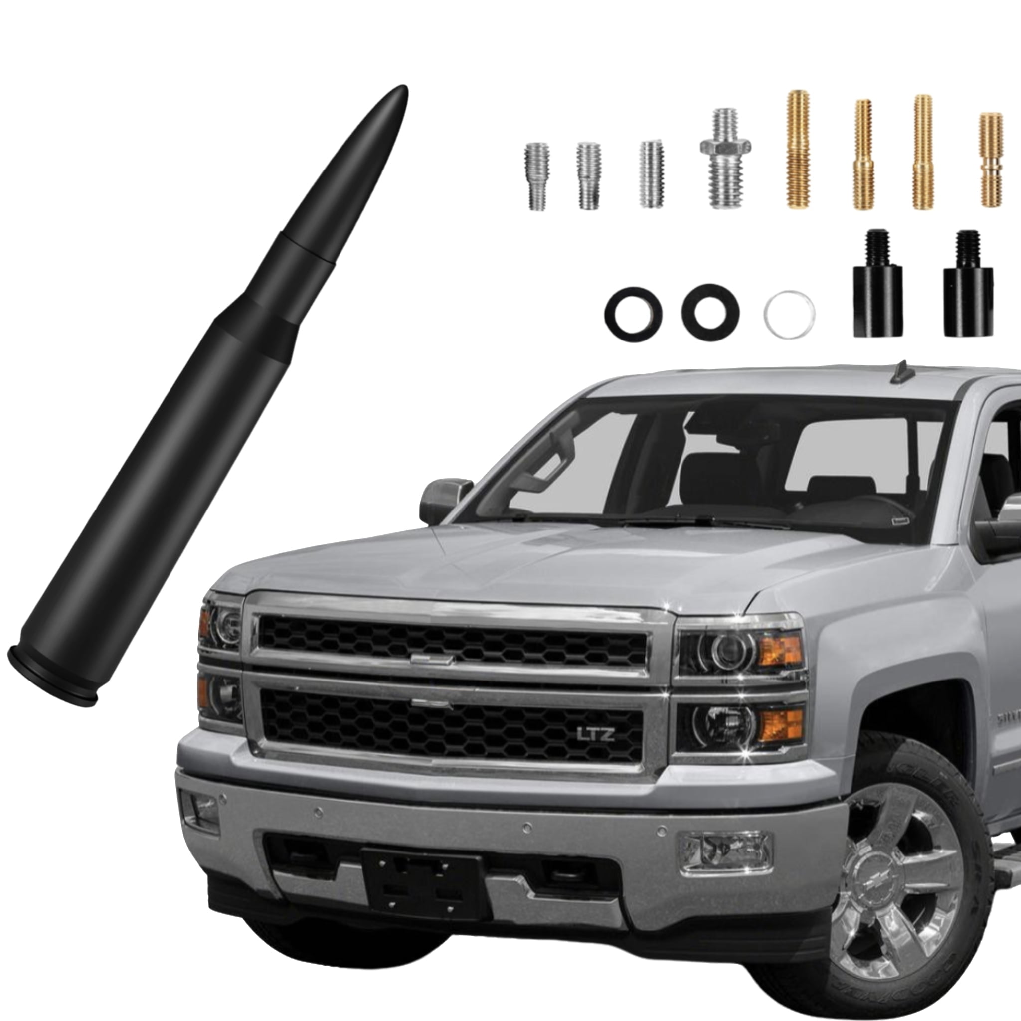 Black 5.3-Inch Aluminum Bullet Antenna,Suitable for Chevrolet Silverado ...
