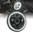 Black 5.75 (5 3/4) Round HALO DRL LED Headlight for Harley Davidson ...