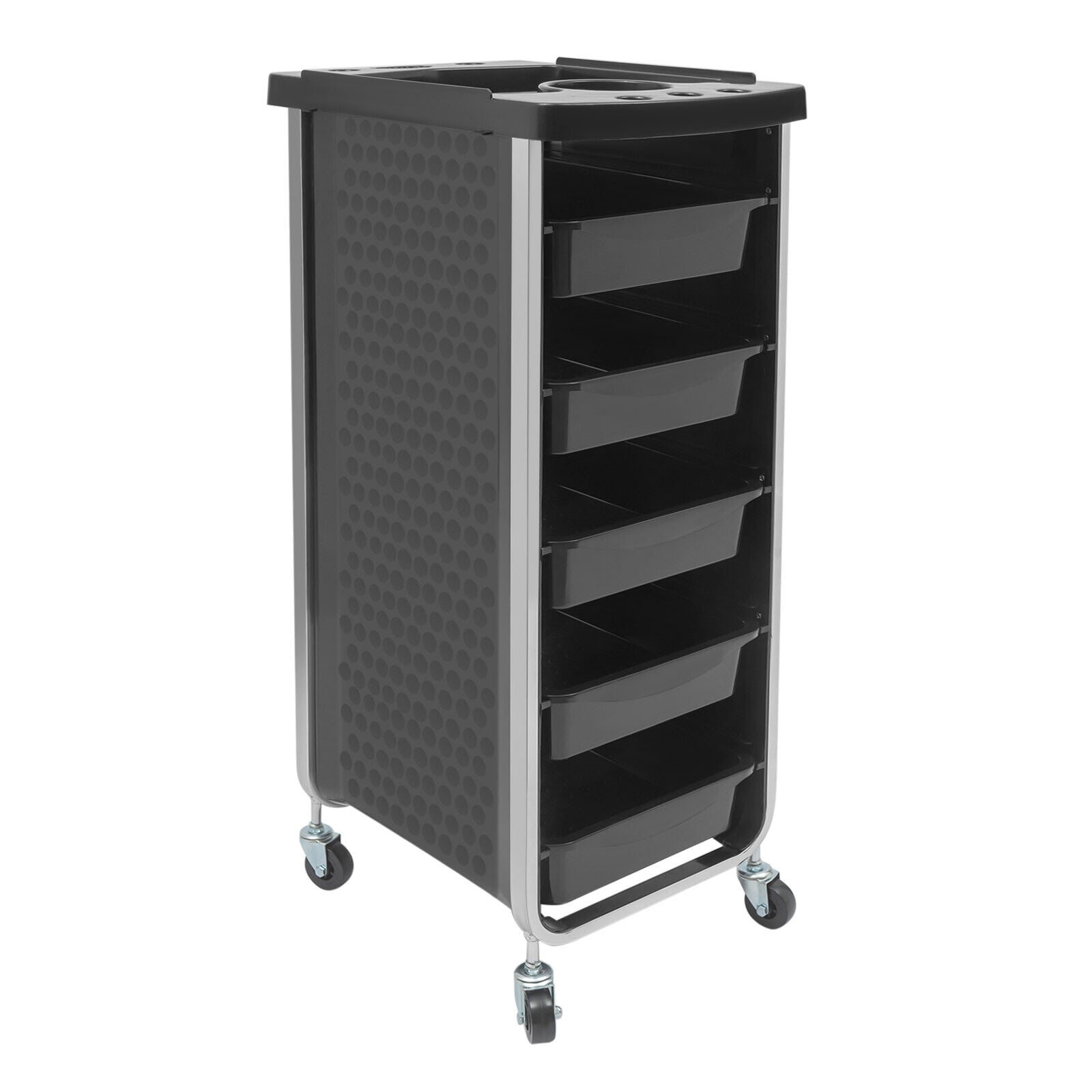 Black 5 Drawers Beauty Salons, Freestanding Barber Stores Salon Trolley ...