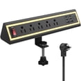 Black 5 Outlets & 6 Usb Ports Surge Suppressor Desk Clamp Fast Charging ...