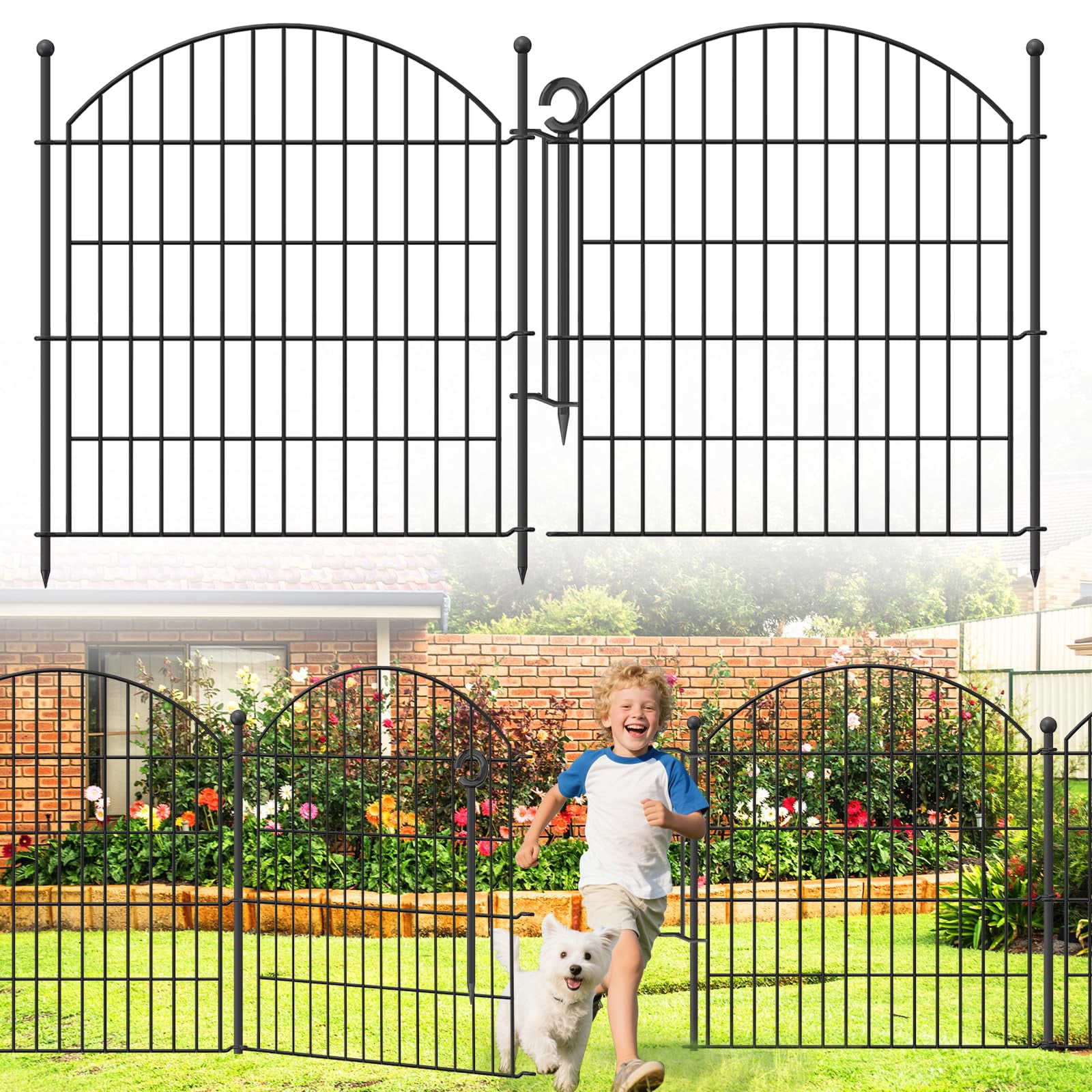 Black 5 Panels-32in(H)x12ft(L) with Lock Decorative Garden Trellis ...