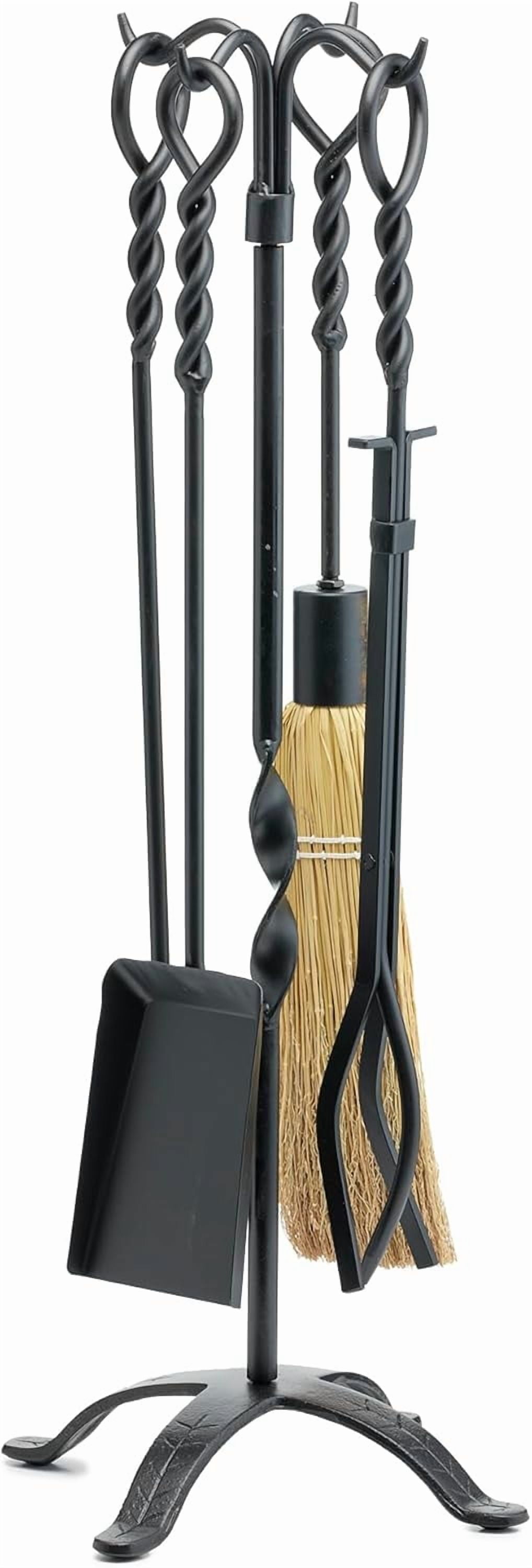 Black 5-Piece Twist Wrought Iron Fireplace Tools Set (T58650BK ...