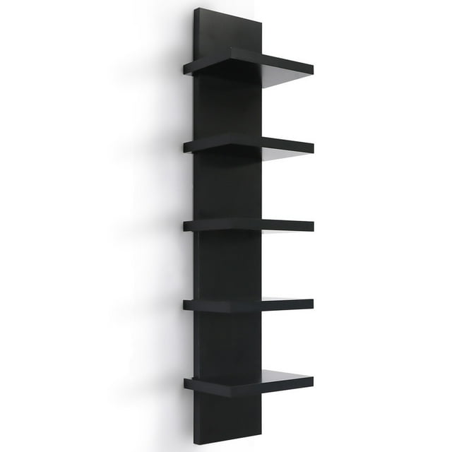 5 Tier Wall Shelf Unit, Black Wall Shelf, Multifunctional Display ...