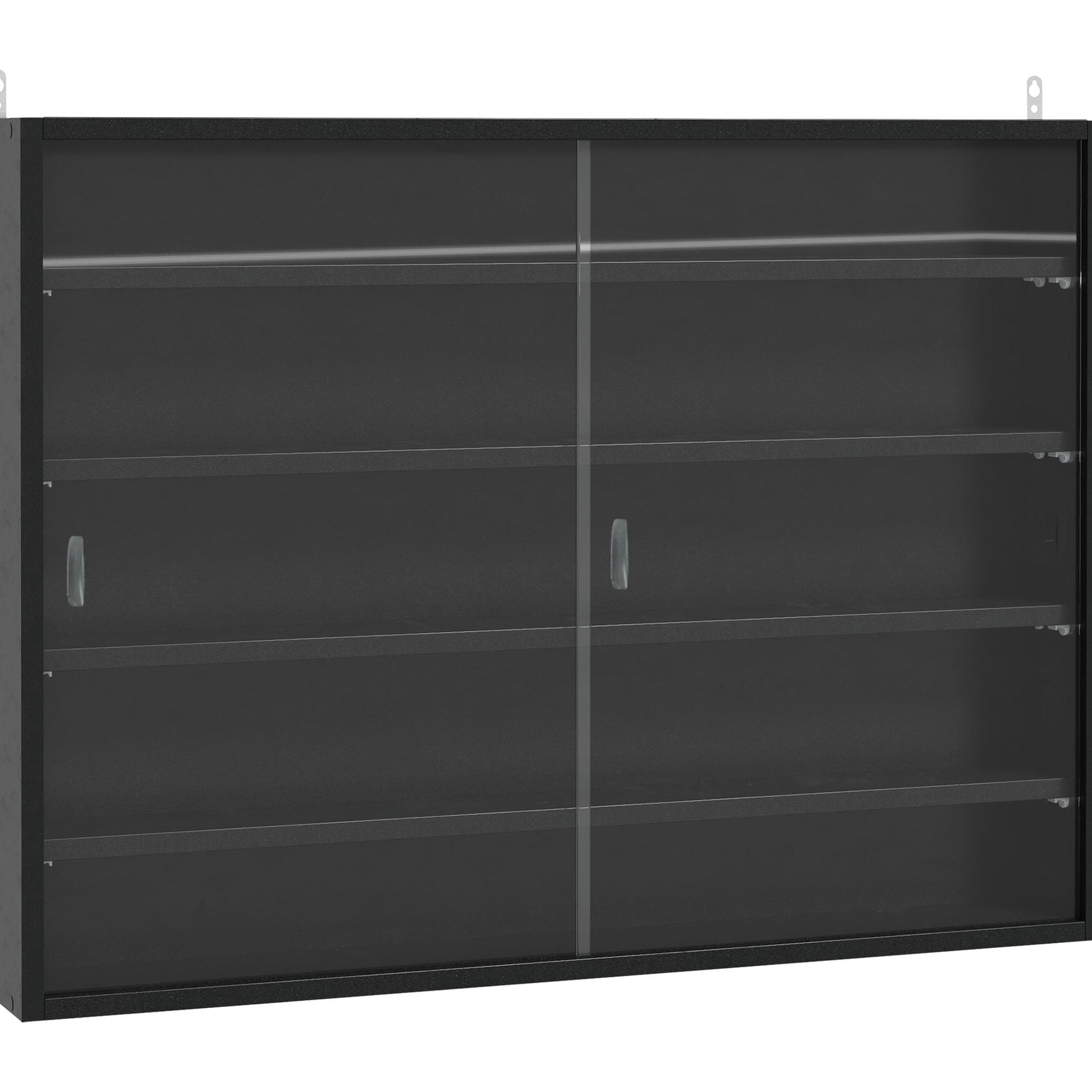 Black 5-Tier Glass Display Case with 2 Doors and Adjustable Shelves ...