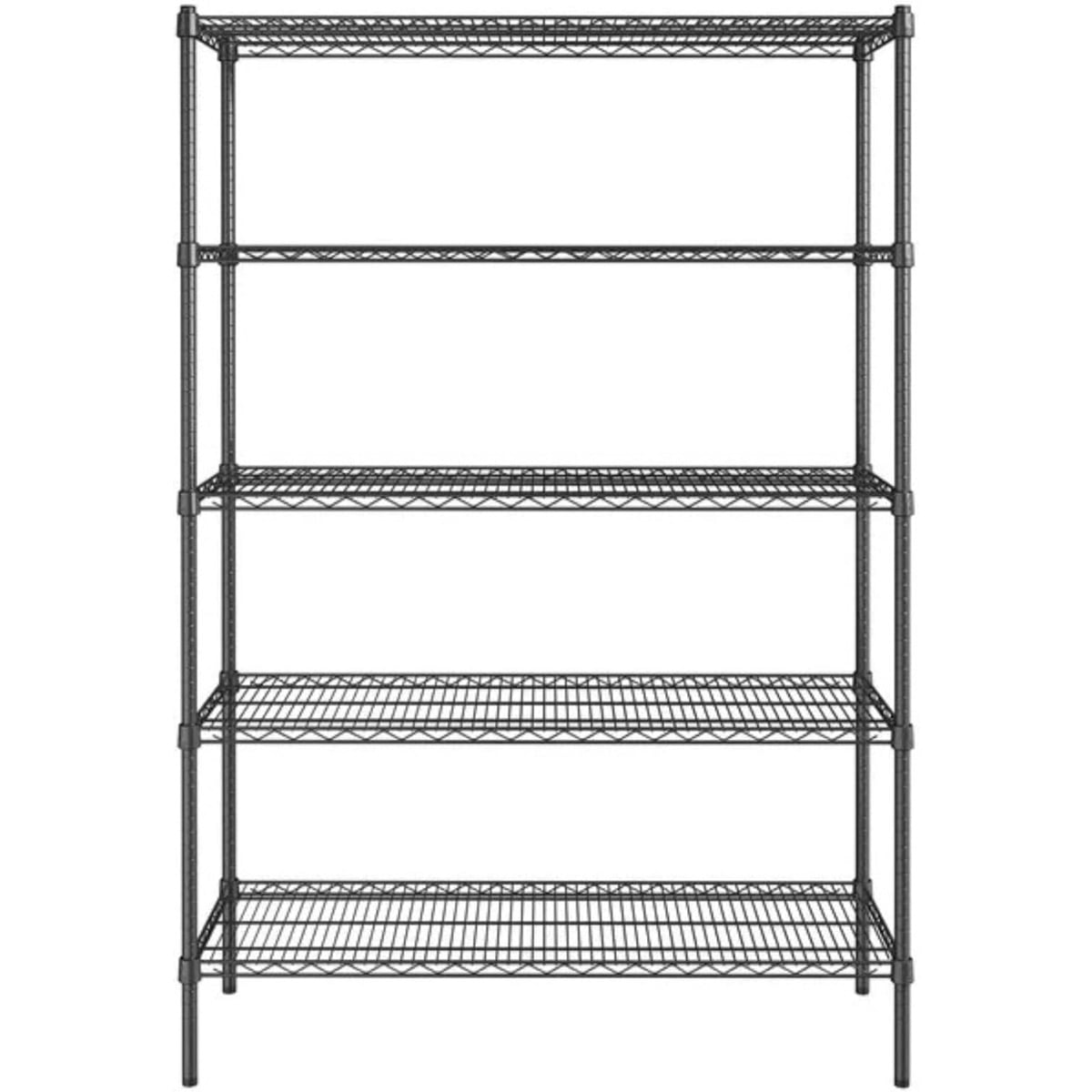 Black 5-Tier Metal Adjustable Freestanding Garage Storage Wire Shelving ...