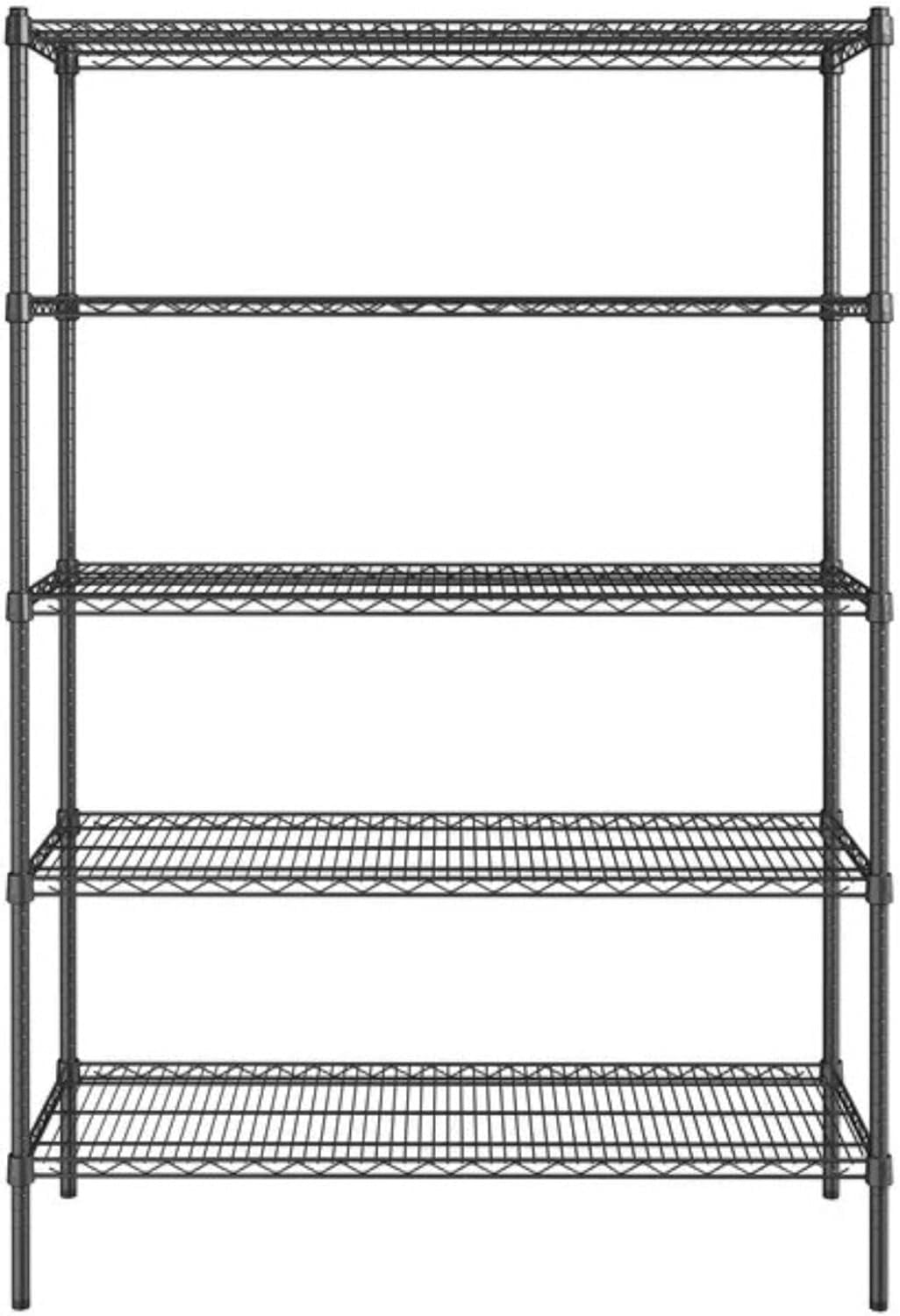 Black 5-Tier Metal Adjustable Freestanding Garage Storage Wire Shelving ...