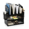 Black 5 pc Desktop Organizer Multi-functional Home Office Storage ...