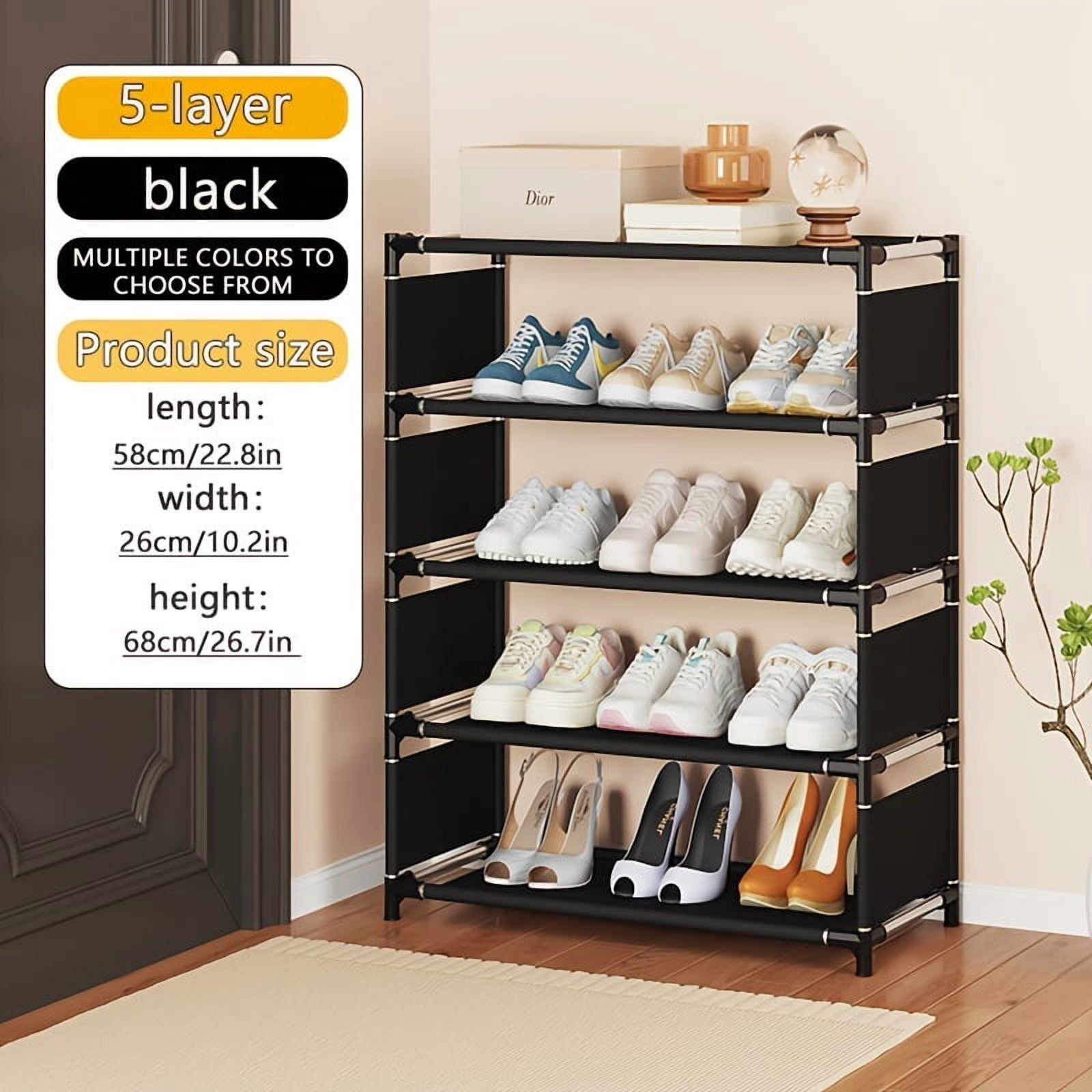 Black 5-story simple high-rise household shoe rack, dormitory shoe rack ...