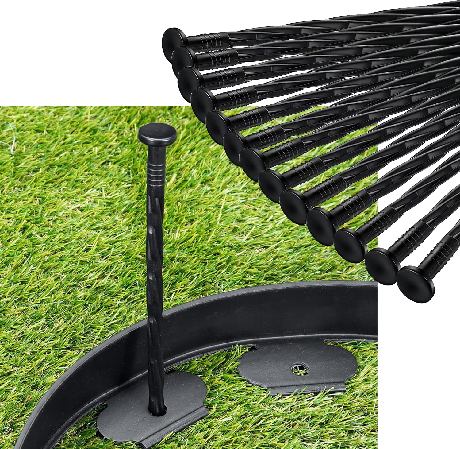 Black 50 PCS Plastic Edging Stakes,8-inch Plastic Edging Nails Spiral ...