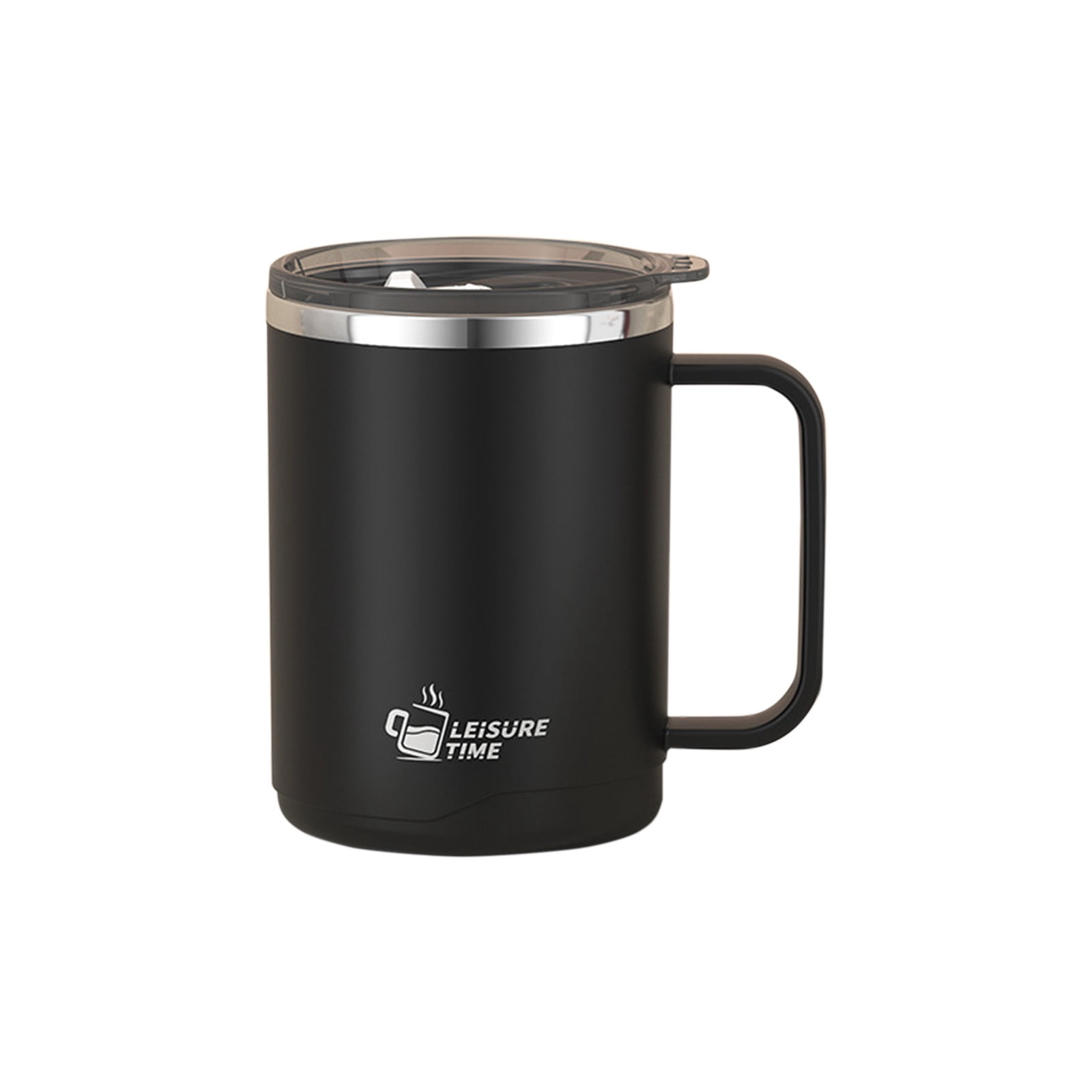 Black 500ml Double Wall Stainless Steel Coffee Cup, Push Lid Insulated ...