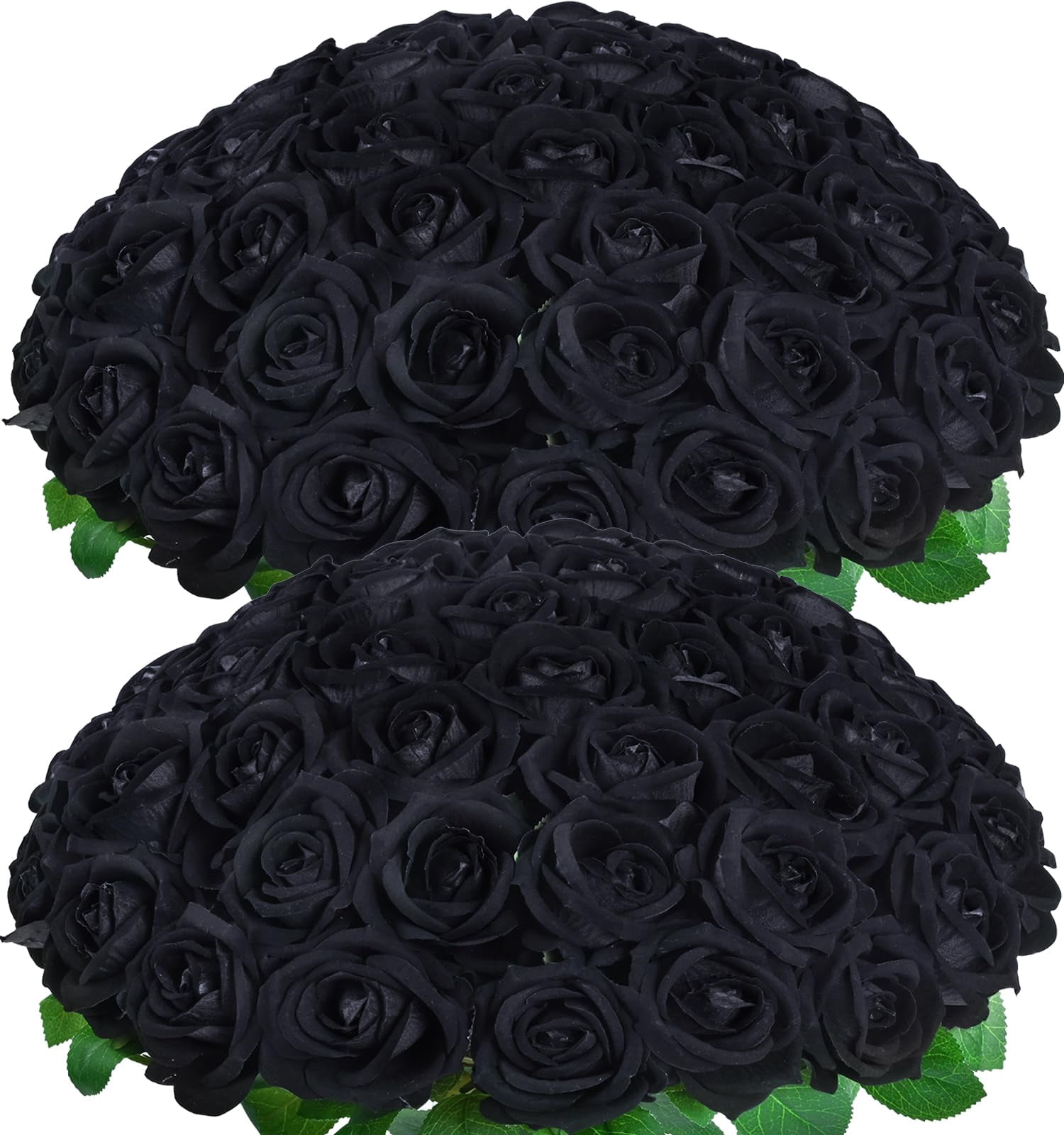 Black 50pcs Artificial Rose Bouquet, Long Stem Faux Flowers for Wedding ...