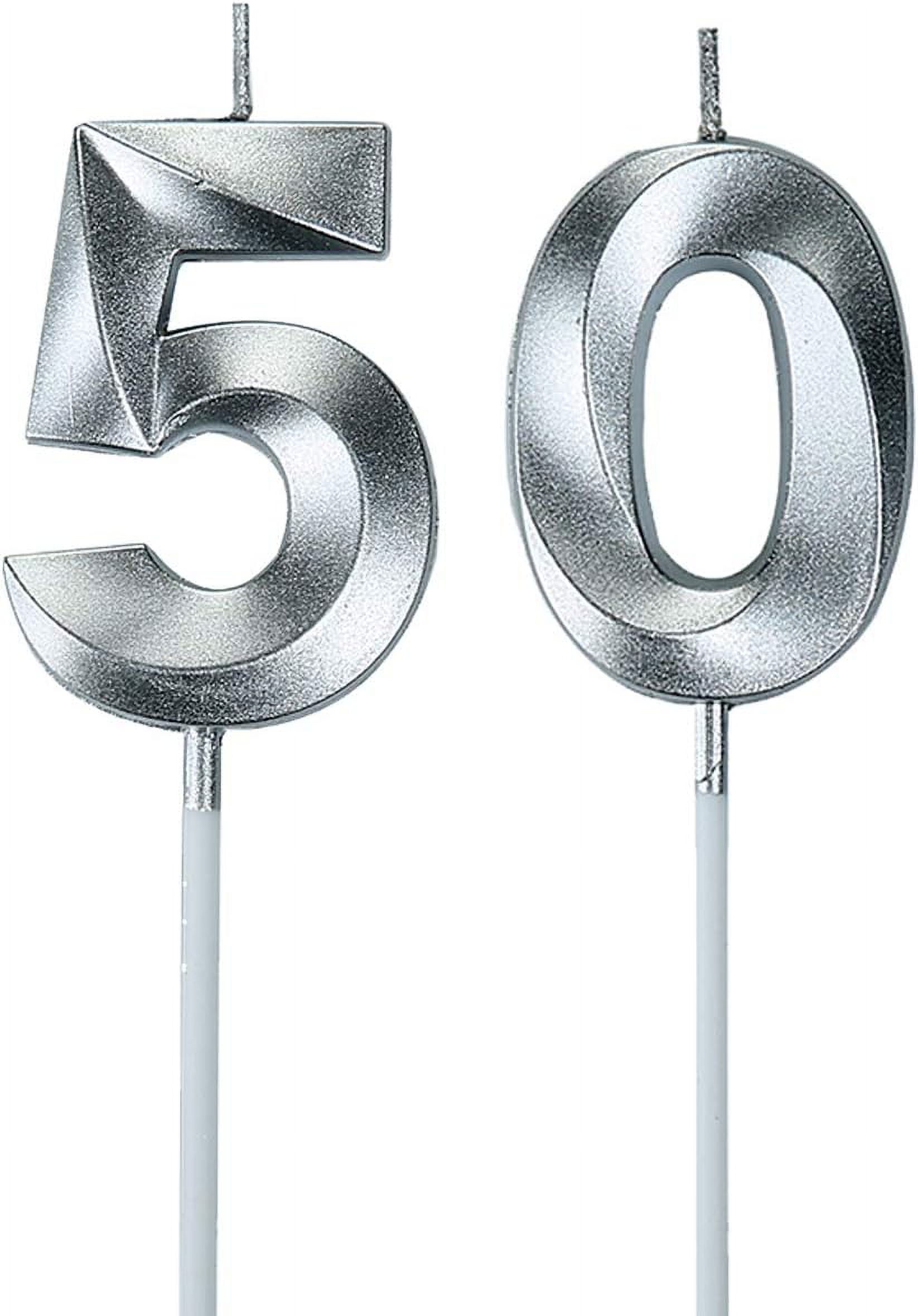 50th Birthday Candles,Gold Number 50 Cake Topper for Birthday ...