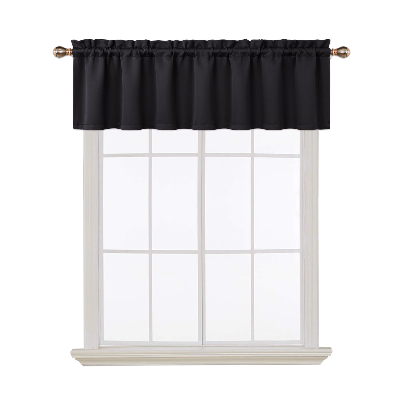 Black 52"W x 15"L Curtain Valance 1 Panel Rod Pocket Blankout Window ...