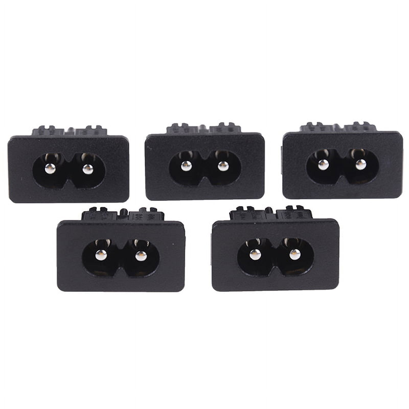 (Black) 5Pcs AC250v 2.5a iec320 c8 male 2 pins power inlet socket ...