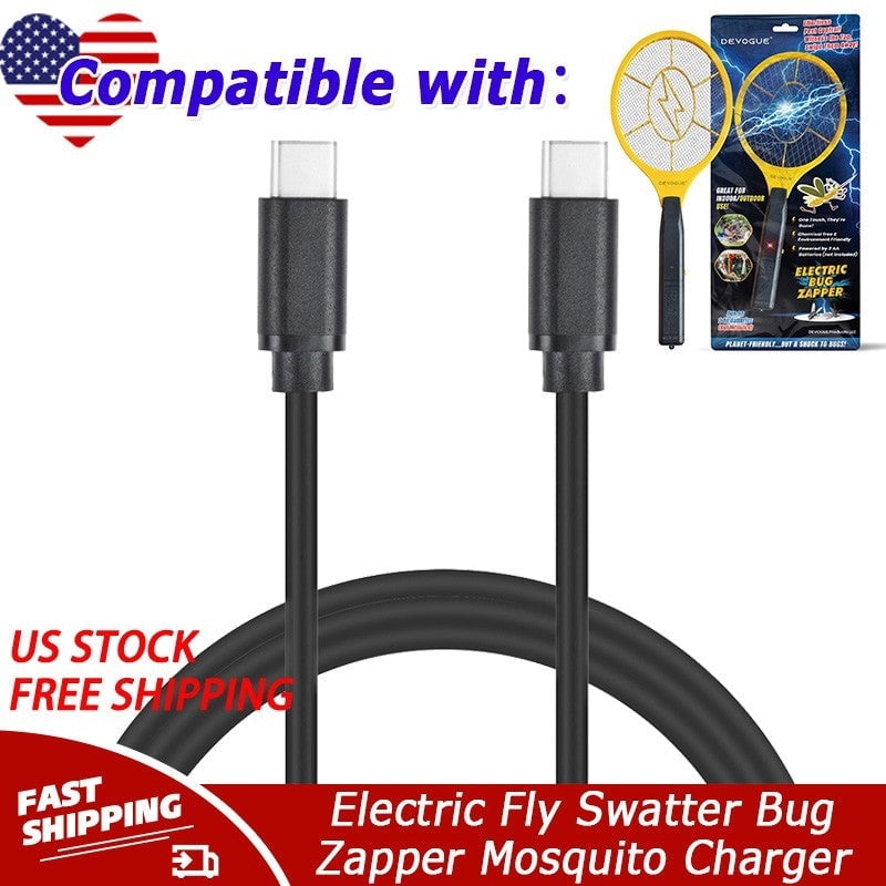 Black 5ft USB-C TYPE-C Cord Cable Compatible with Electric Fly Swatter ...