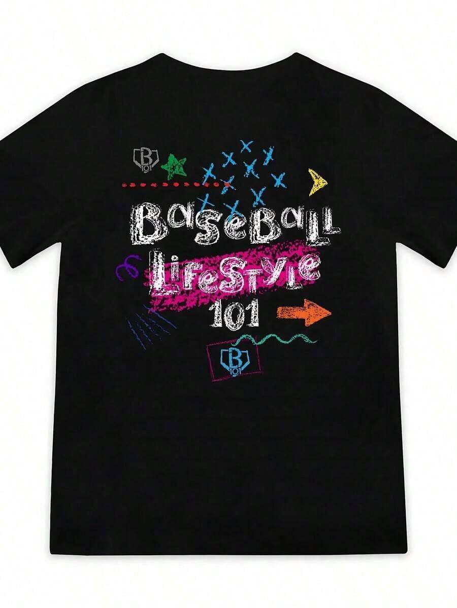 Black 6 Bold Chalkboard Collage Graphic Tee - Unisex Streetwear Crew ...