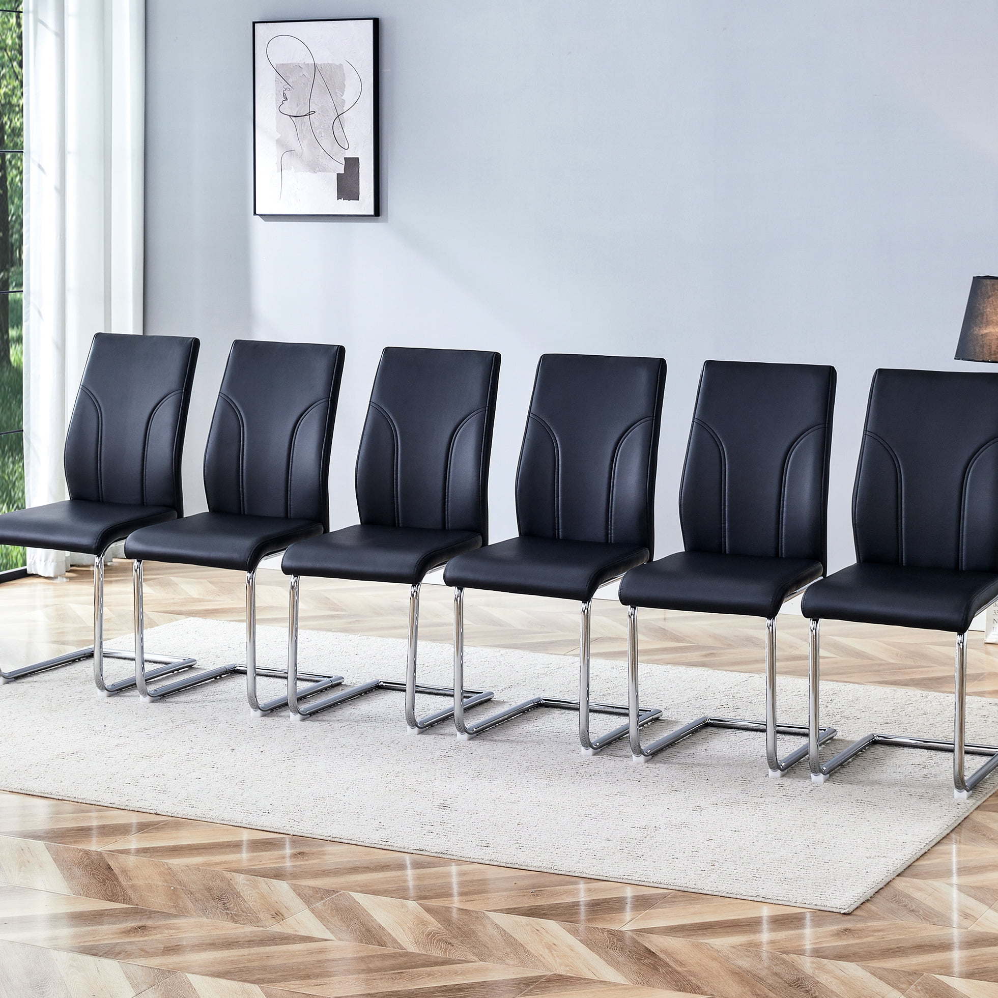 Black 6 Dining - Pu High Back Seating With And Stable Legs For Dining ...