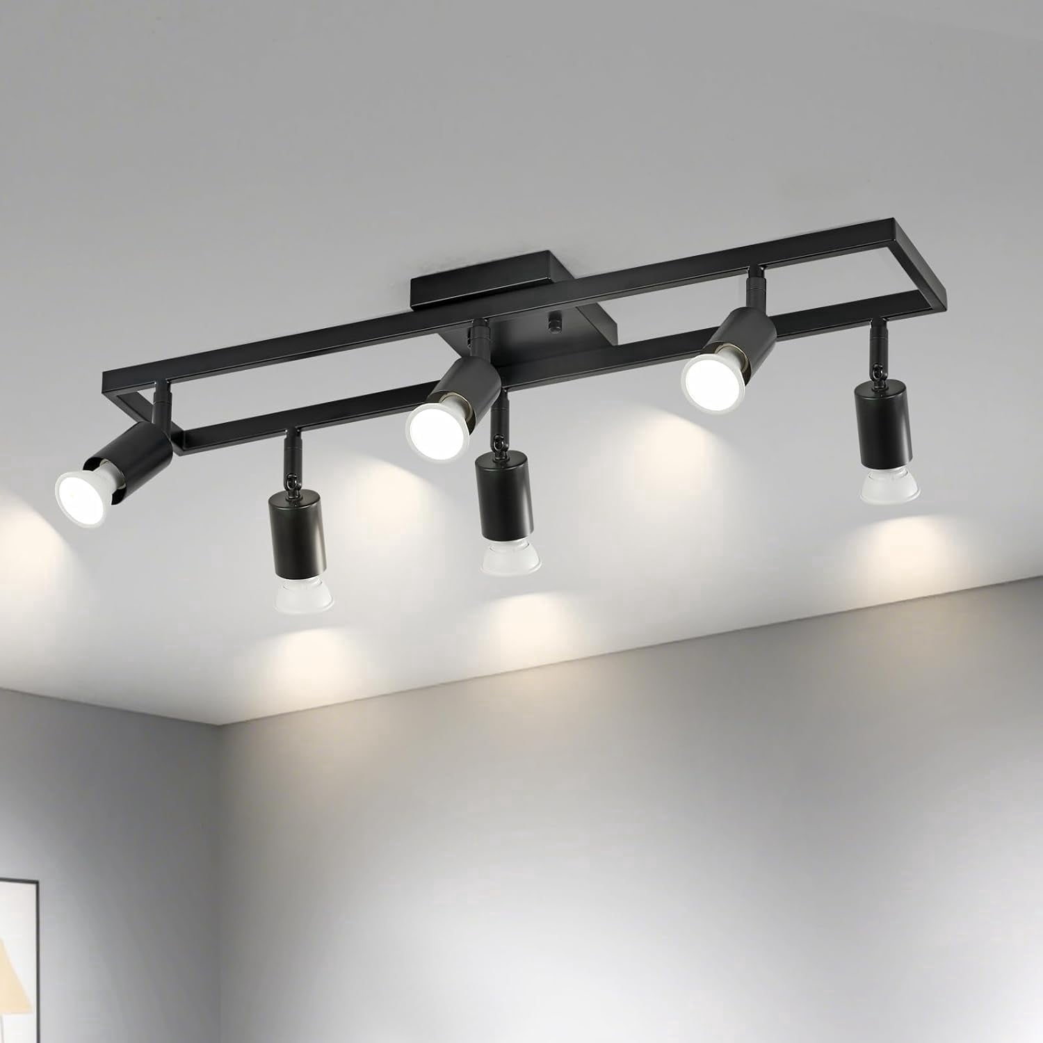 Black 6-Light Track Light for Ceiling,Gu10 LED Ceiling Spotlight with ...