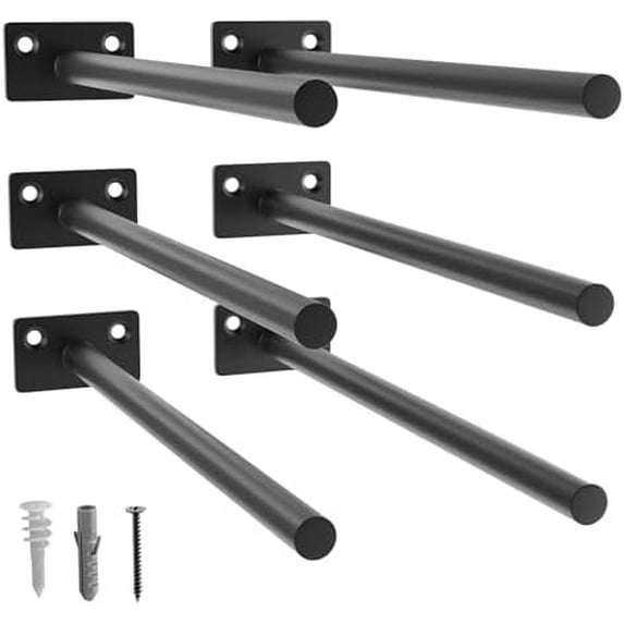 Black 6 Pack-10 inch Floating Shelf Bracket, Concealed Shelf Support ...