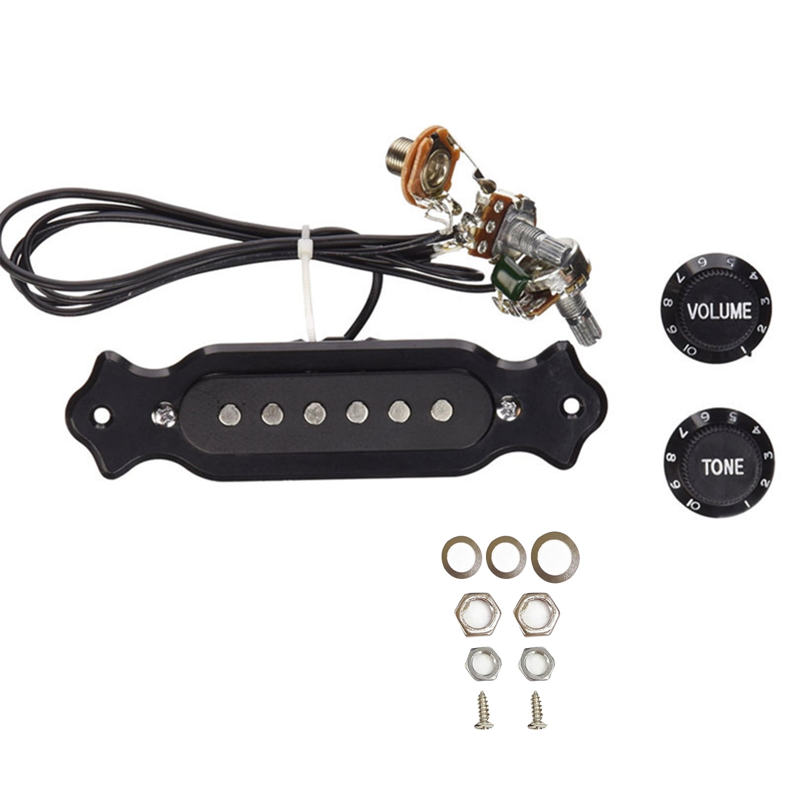Black 6 String Coil Guitar Harness Pickup Pre-Wired Single Tone With ...